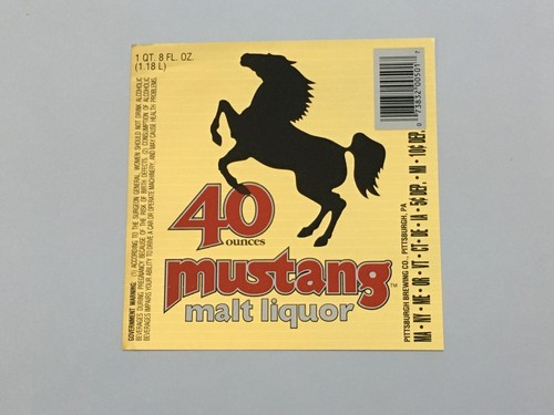 Pittsburg Brewing Beer Label Mustang Malt Liquor 40 ounce BL963 | eBay