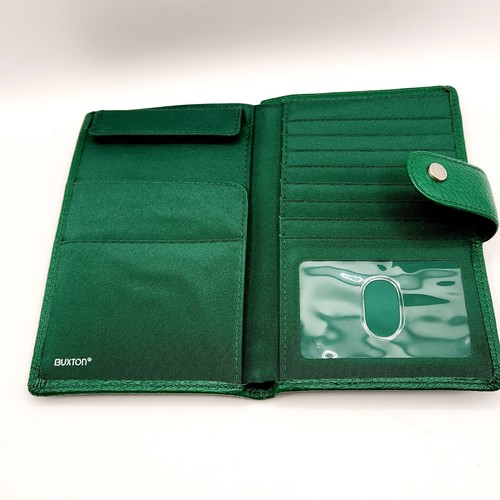 Vintage Buxton Wallet Women's Genuine Leather Green Snap Closure Logo ...