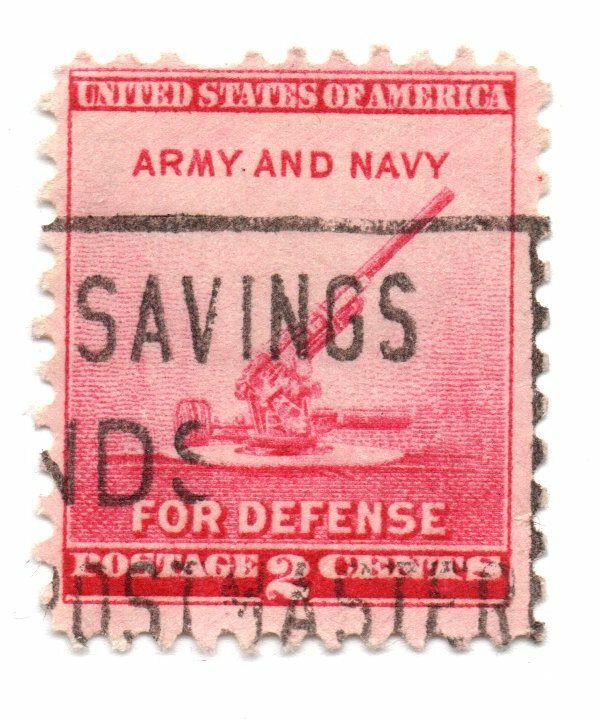 Scott 900 US Stamp 1940 2c Army and Navy Defense Anti-aircraft Gun Used ...