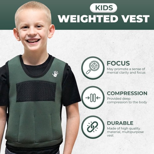 Weighted Vest For Kids - Adjustable Compression Vest With Six Removable ...