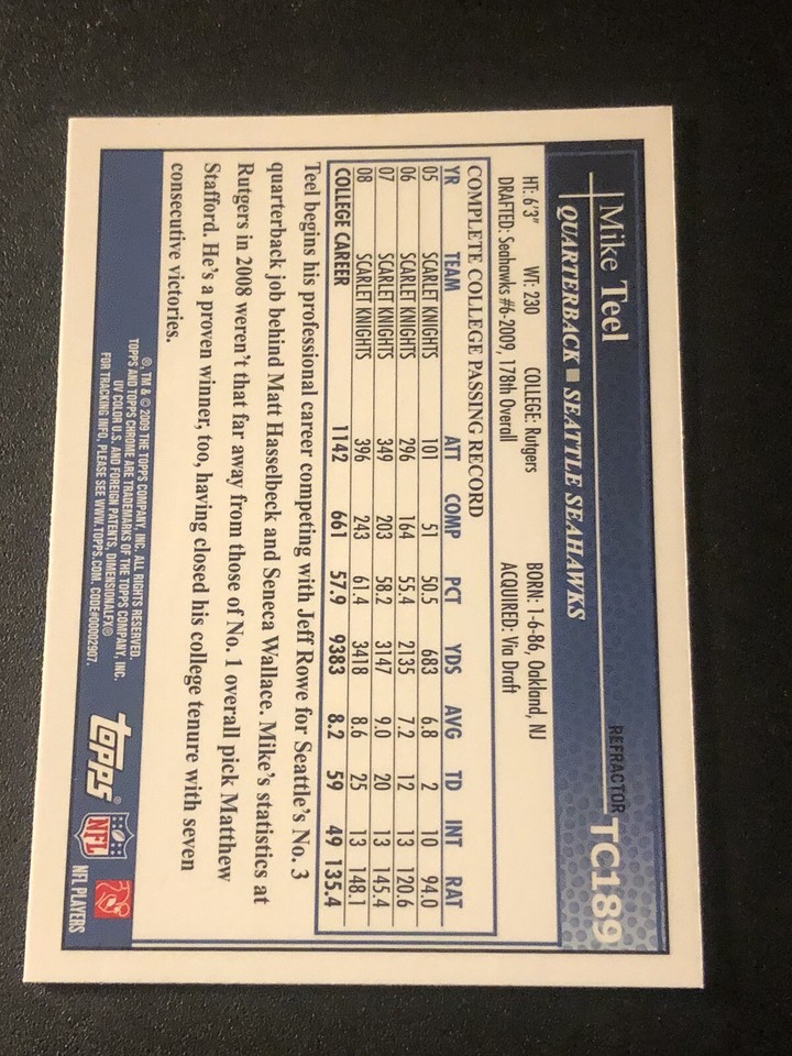 2009 Topps Chrome Retail X-Fractor Mike Teel #TC189 Rookie RC | eBay