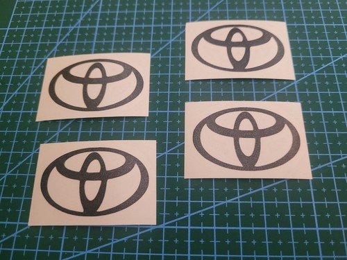 SMALL TOYOTA LOGO WHEELS VINYL DECALS STICKERS SET PACK X 4 COLOR BLACK ...