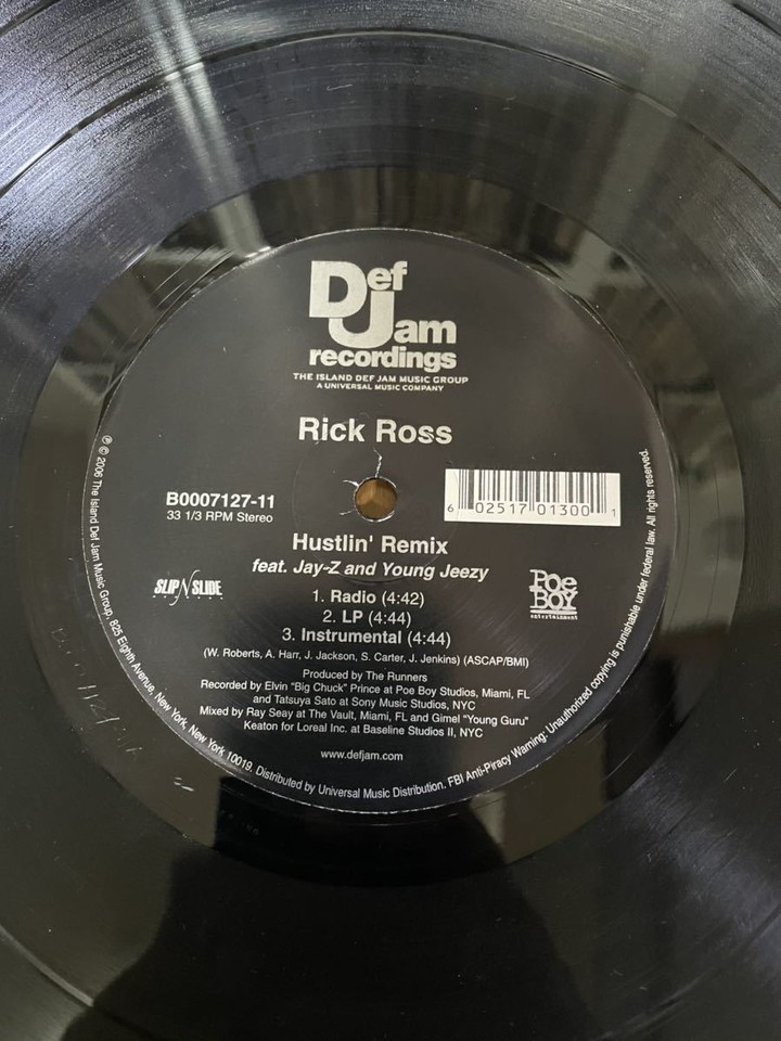 RICK ROSS Feat. JAY Z YOUNG JEEZY HUSTLIN REMIX 12inch LP HIP | eBay