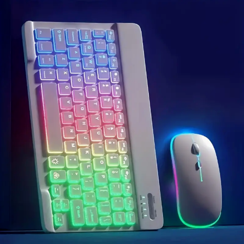 Led Wireless Keyboard and Mouse Wireless Multicolored LED Bluetooth ...