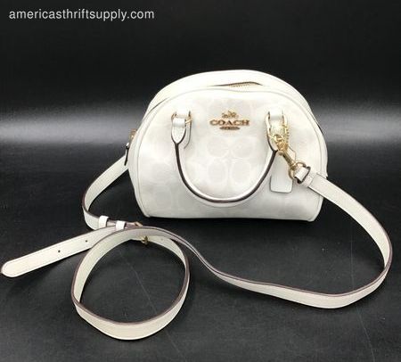 Coach Ivory White Leather Signature Print Dome Crossbody Bag (+COA) | eBay
