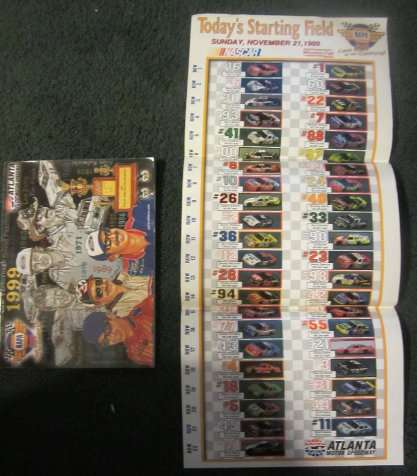 1999 Atlanta Motor Speedway NAPA 500 Program w/ Foldout Nascar racing ...