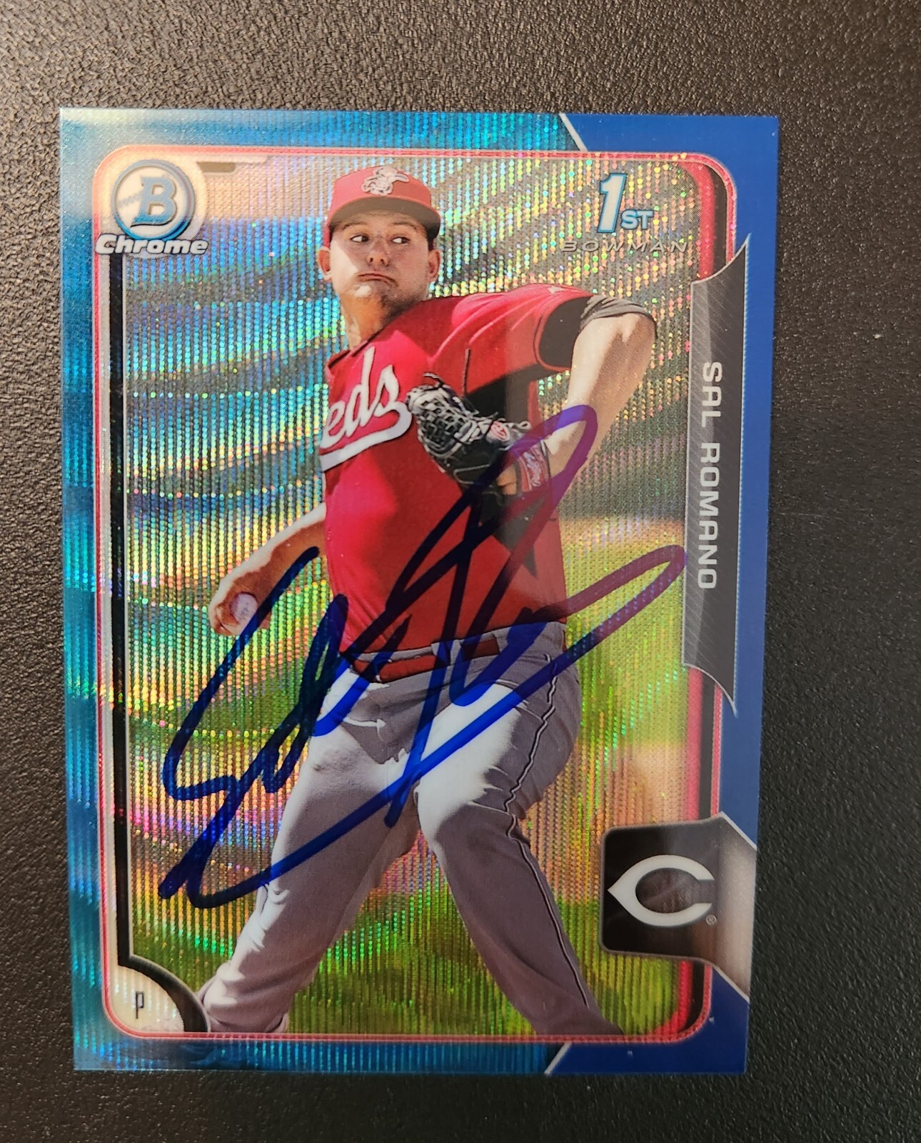 Sal Romano Autograph Signed 2015 Bowman 1st Blue Wave Cincinnati Reds ...