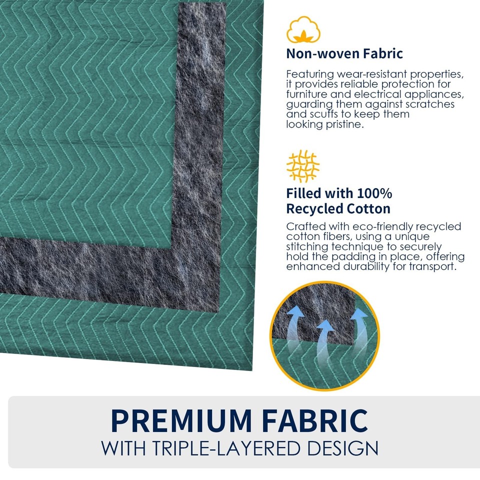 4 Moving Blankets, Double Extra Large Moving Blankets for Furniture ...