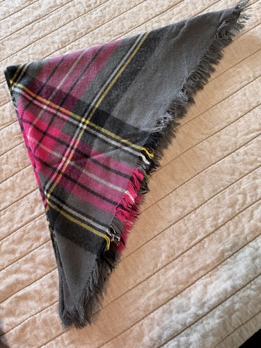 Women’s gray pink plaid triangle Neck scarf shoulder wrap | eBay