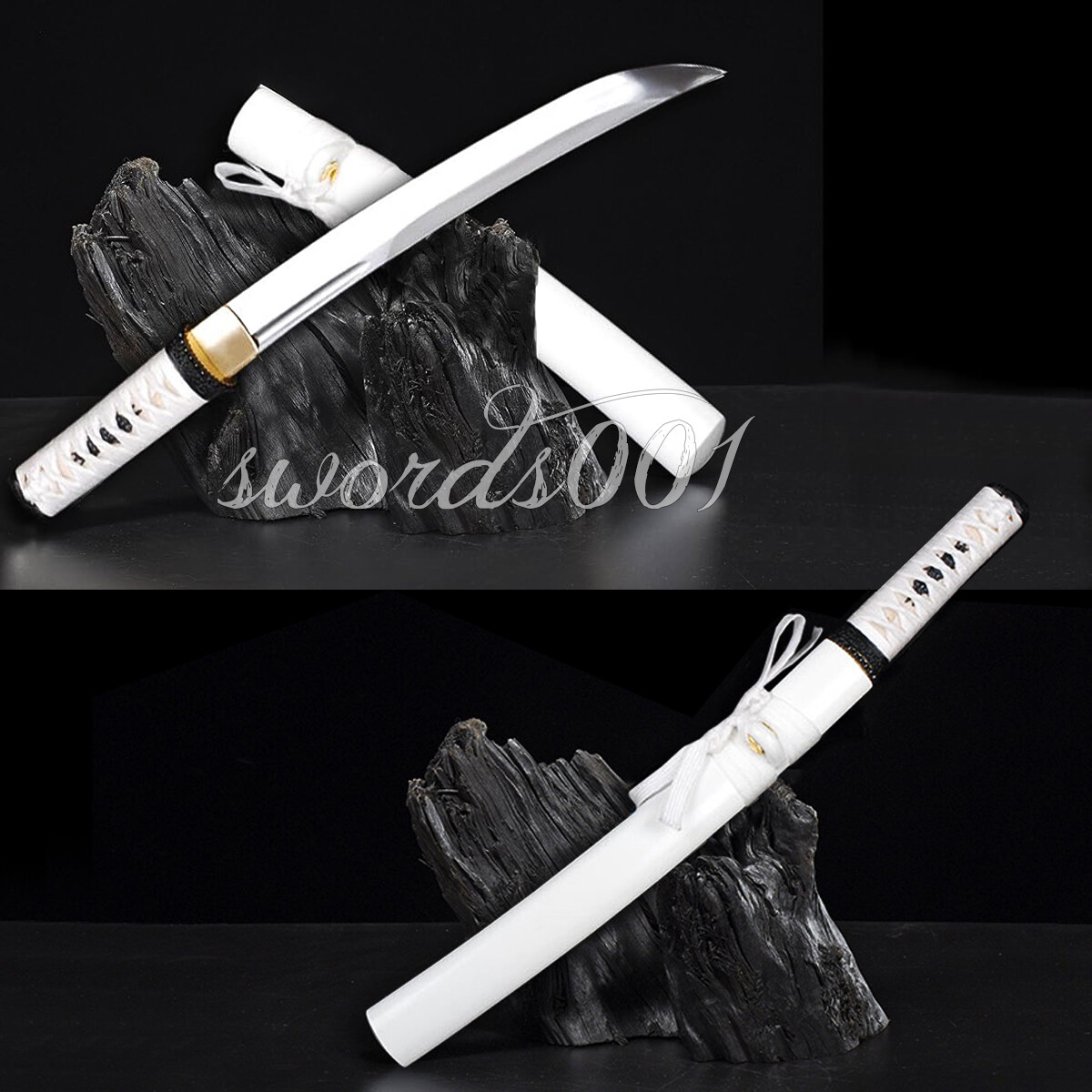 20'' pure white hero tanto self-defense sharp japanese samurai short ...