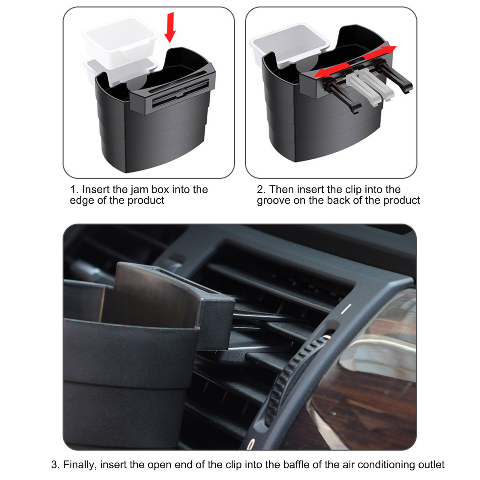 Car Snack Storage Fries Cup Air Vent Ketchup Holder with Seasoning Box ...