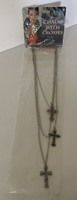 3 GOTHIC CHAINS With CROSSES Costume Accessory NECKLACES NEW Vampire ...