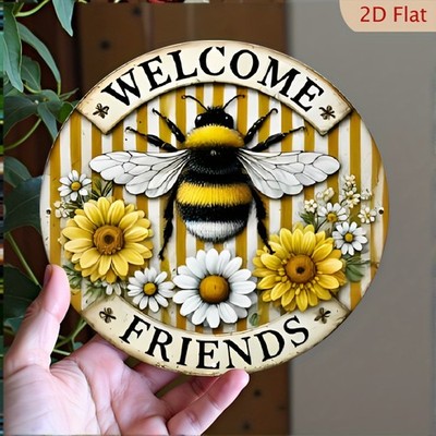 New#Farmhouse Bee Welcome Metal Sign - 8x8" Vintage | eBay
