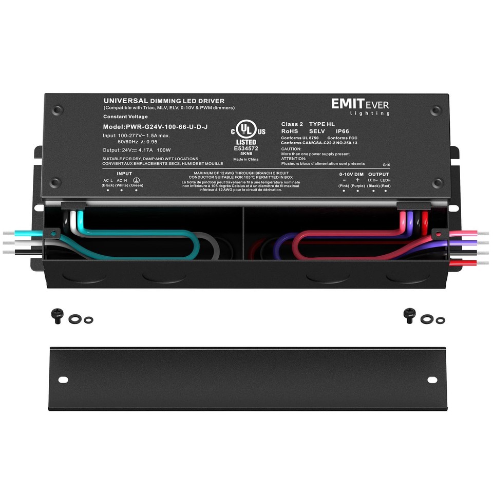 Dimmable Led Driver, 100W AC 100V-277V to DC 24V Transformer, 5-in-1 ...