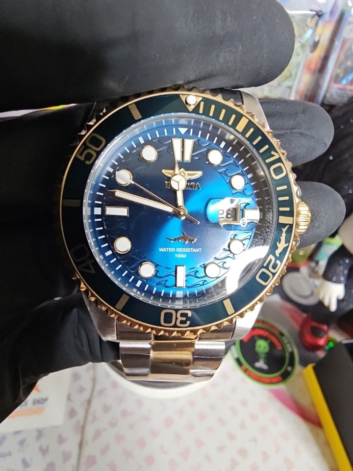 Invicta Pro Diver Men's Watch Model # 30021 Gold Two-Tone Blue - 43 mm ...
