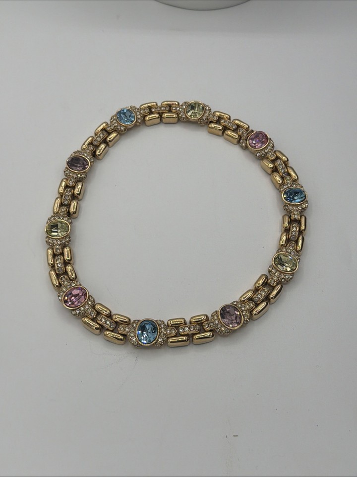 Rare Vintage Signed Ciner Multi‑Color Rhinestone Necklace | Stunning ...
