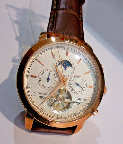 Mtr SUNGODER AUTOMATIQUE,TOURBILLON A SPIRALE ,PHASE LUNE,DATE,JOUR,D ...