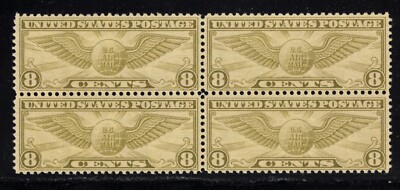 US Airmail Stamps Scott # C17 Olive Blister 8cent Block of 4 - Mint OG ...
