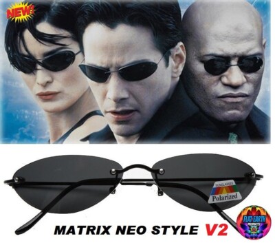 Matrix Neo Sunglasses V2 Men Polarized Eyewear Oval Rimless Morpheus ...