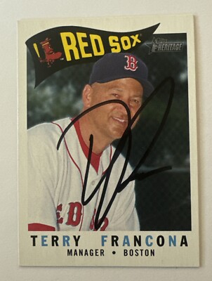 TERRY FRANCONA BOSTON RED SOX SIGNED 2009 TOPPS HERITAGE CARD #216 ...
