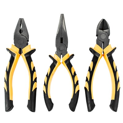 3 Piece Combination Heavy Duty Pliers Set Soft Grip Snips Tools Plier ...