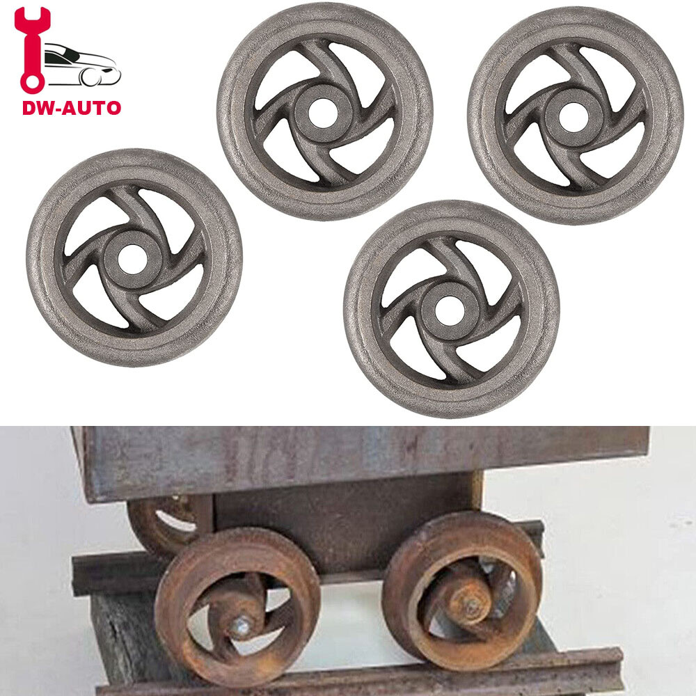4Pcs Mining Ore Car Small Track Mine Cart Wheel Cast Iron 7 1/4 ...