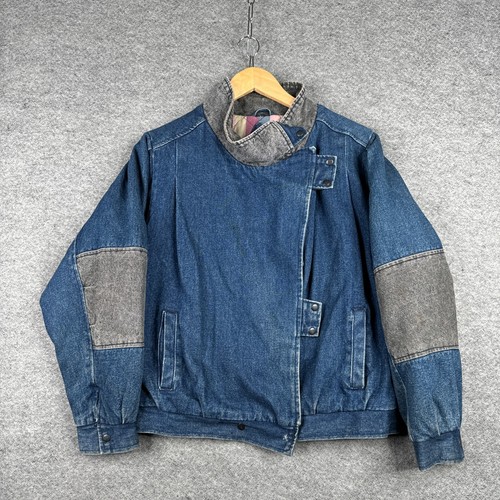 Vintage Uzzi Denim Jacket Womens Large L Blue Snap Jean Quilted | eBay