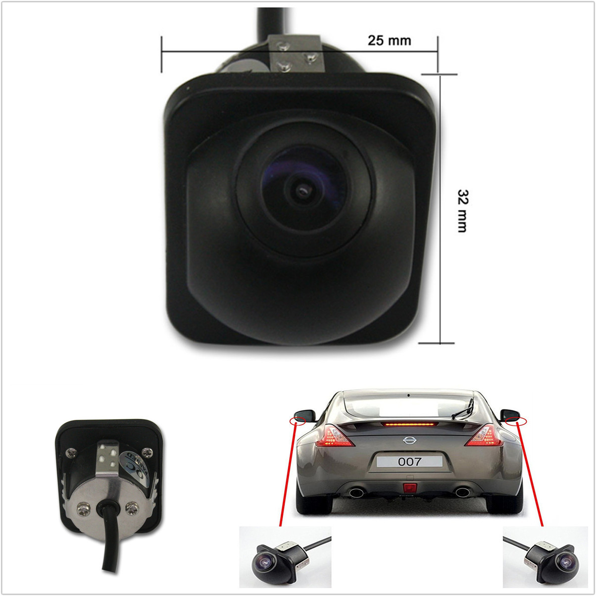 Car Side/Front/Rear View Camera Reversing Parking Cam Waterproof Night ...