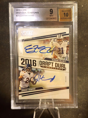 2018 Score Ezekiel Elliot/ Howard Draft Dual Signatures Auto Card 1/10 ...
