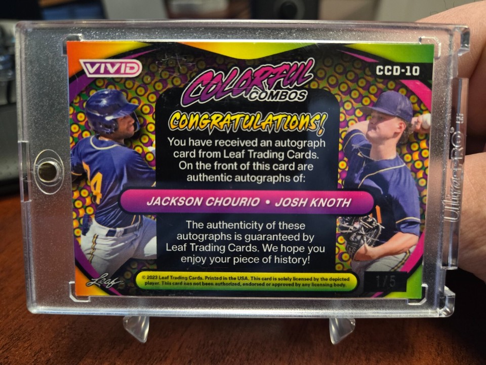 2023 Leaf Vivid Baseball JACKSON CHOURIO JOSH KNOTH Brewers Dual ...