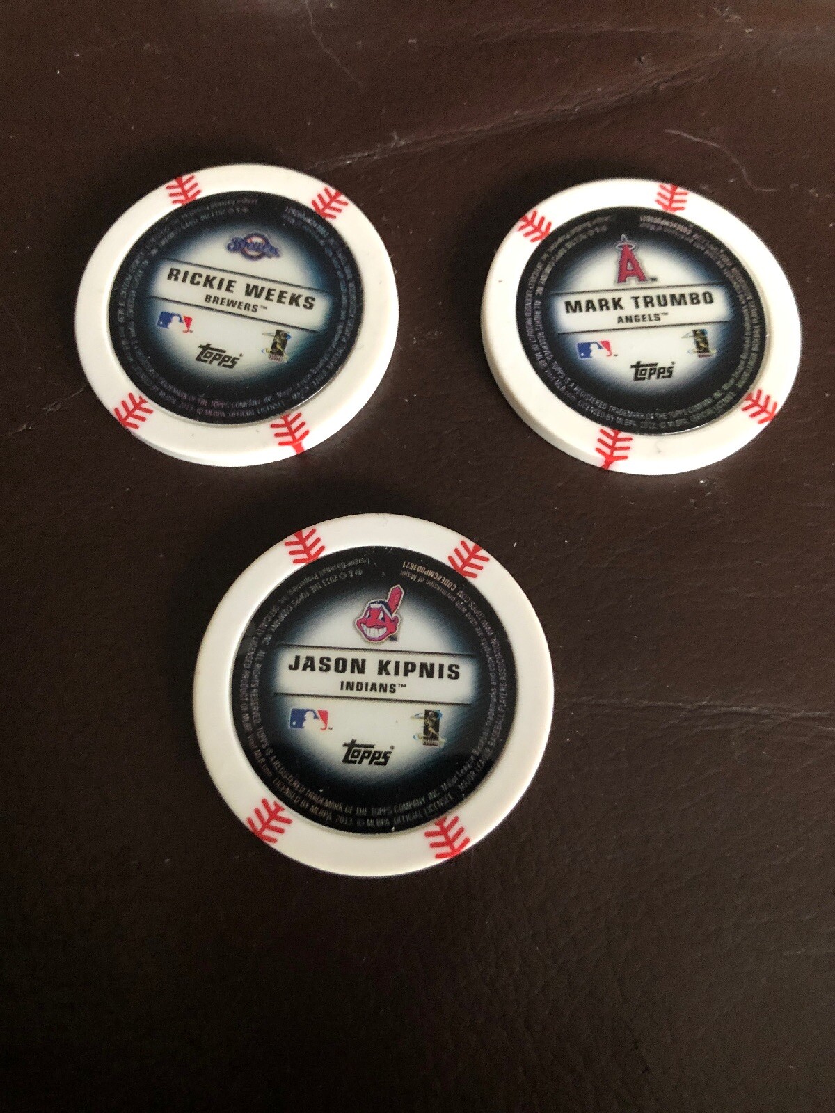 2013 TOPPS MARK TRUMBO JASON KIPNIS RICHIE WEEKS MLB POKER CHIPZ 3 ...