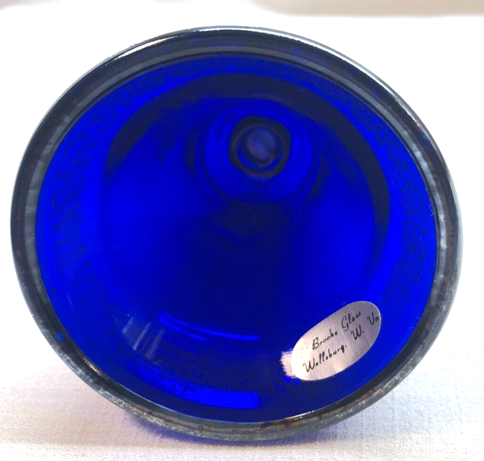 GORGEOUS Vintage Brooke Glass Blue Glass Bell-Hand Painted Snowflake ...
