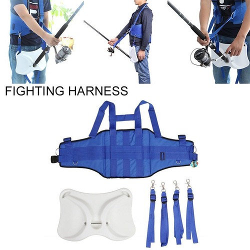 Boat Fishing Rod Holder Fighting Belt w Shoulder Back Harness Vest Fish ...