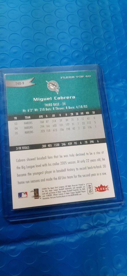 2006 Fleer Miguel Cabrera Top 40 & Luis Arraez Topps Big League Good ...