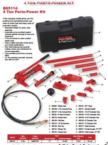 Blackhawk Automotive Porto-Power (B65114) 4 Tons,red, auto repair,ram ...