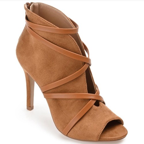 Womens JOURNEE COLLECTION Samara Bootie Cognac Open Toe Spike Heel ...