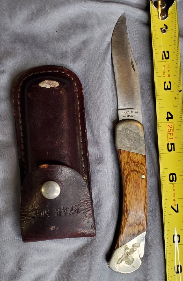 🔪 Vintage Bear MGC Single Blade Lockback Pocket Knife W/Sheath US 🔪 | eBay