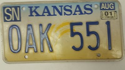 2001 KANSAS Shawnee County License Plate OAK 551 | eBay