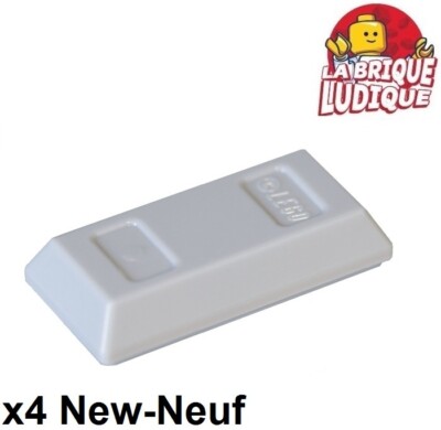 Lego 4x Minifig utensil Gold Ingot Bar lingot d'or gris/light b gray ...