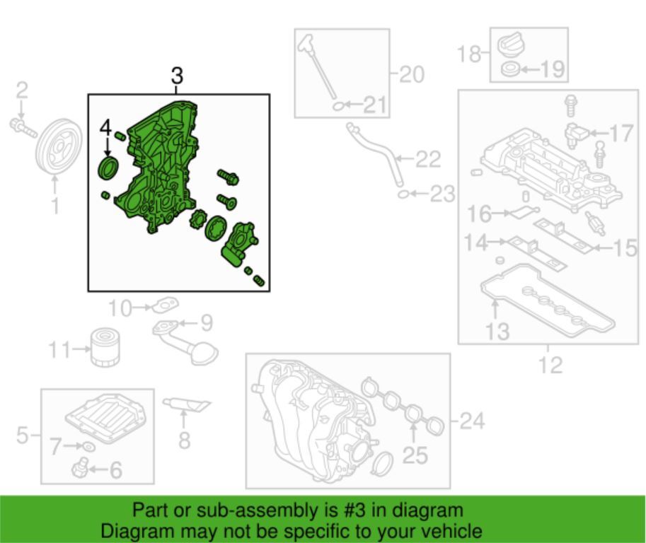 OEM Timing Chain Cover for 2012-2021 Hyundai 2012-2024 Kia 1.6L 21350 ...
