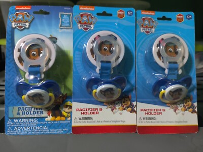 PAW PATROL-CHASE PACIFIER & HOLDER BPA FREE NEW NICKELODEON BLUE 0+ LOT ...