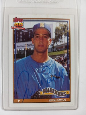 1991 Topps #739 Russ Swan (Dec) Seattle Mariners Signed Card ...