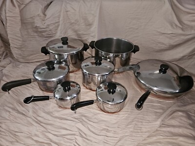 Revere Ware Pots and 12-inch Skillet Copper Bottom With Lids 13 Piece ...