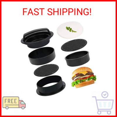 3 in 1 Stuffed Burger Press Patty Maker Rings Molds Kit, Non Stick ...