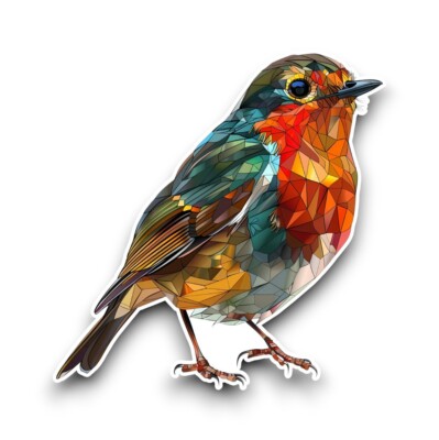 Robin Wild Bird Stained Glass Art Mosaic Opaque Vinyl Sticker Decal ...