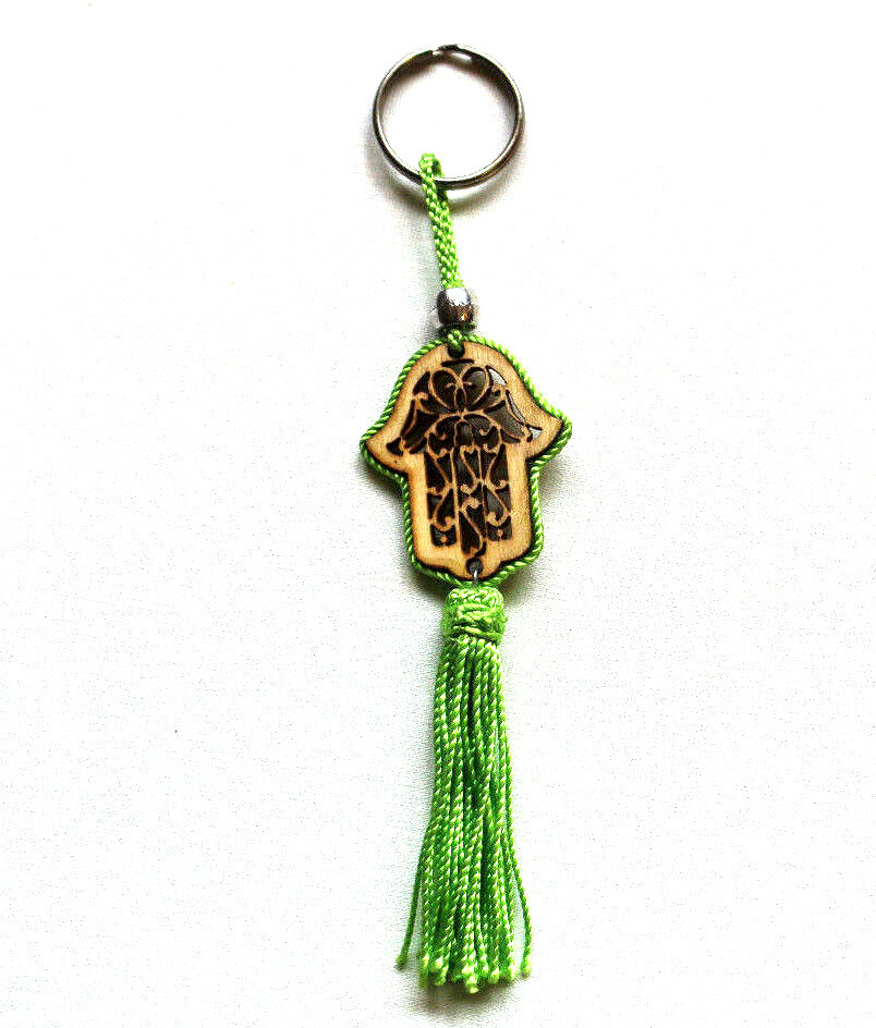 KEY CHAIN HAMSA GOOD LUCK HAND OF FATIMA GOD Khamsa PROTECTION RING ...