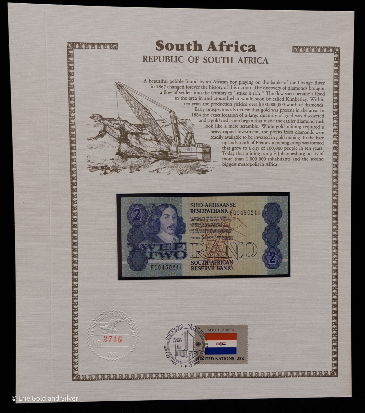 South Africa 1983-1990 2 Rand Flag Series FDI First Day Issue UN 25c ...