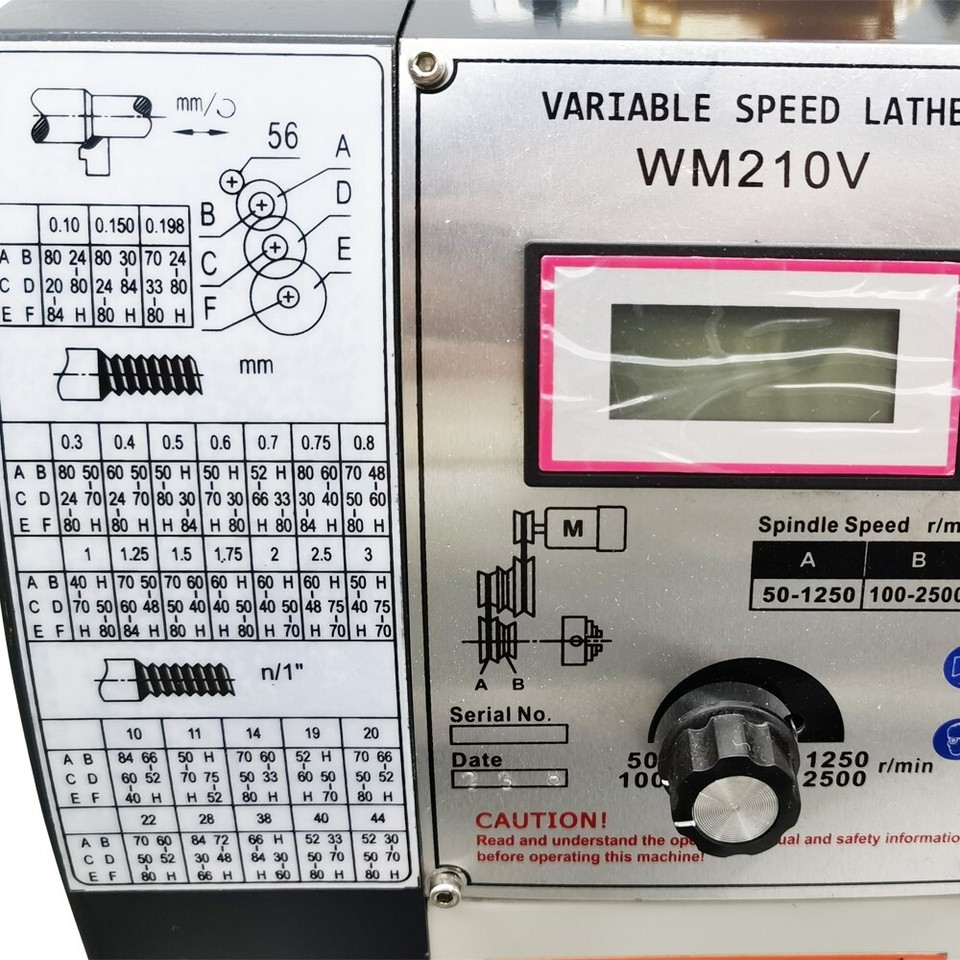 WM210V Metal Lathe 8''x39'' Benchtop Lathe Machine 1100W Inch Thread ...