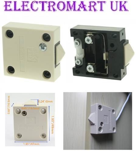 PUSH TO BREAK SURFACE MOUNT DOOR CUPBOARD WARDROBE LIGHT SWITCH 2A 2 ...