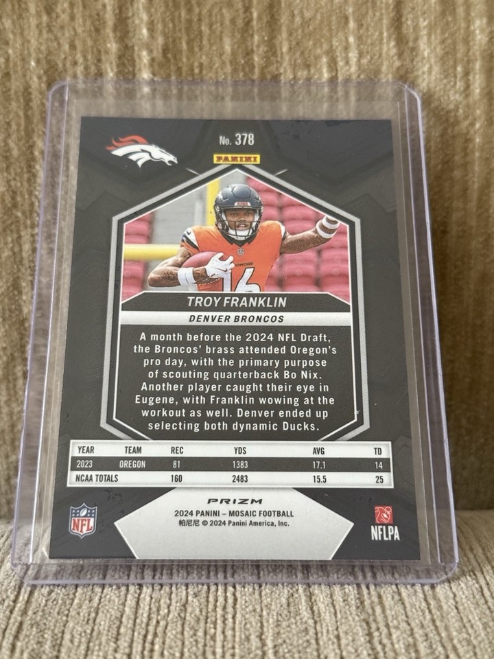 2024 Panini Mosaic Football #378 Troy Franklin Genesis SSP Case Hit ...